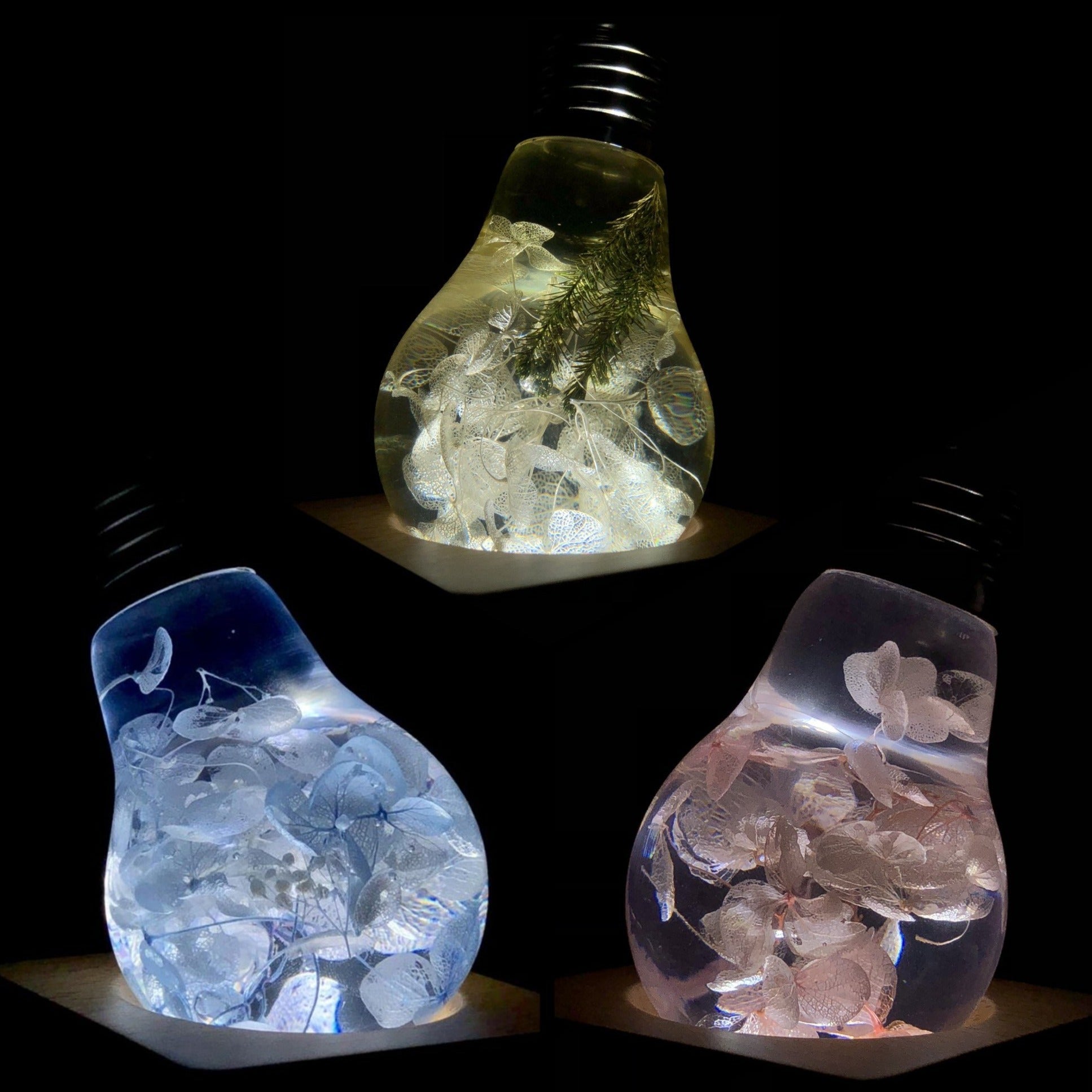 3-Pack Resin LED Lights – Decorative Gift Set of Artistic Bulbs – Resin ...